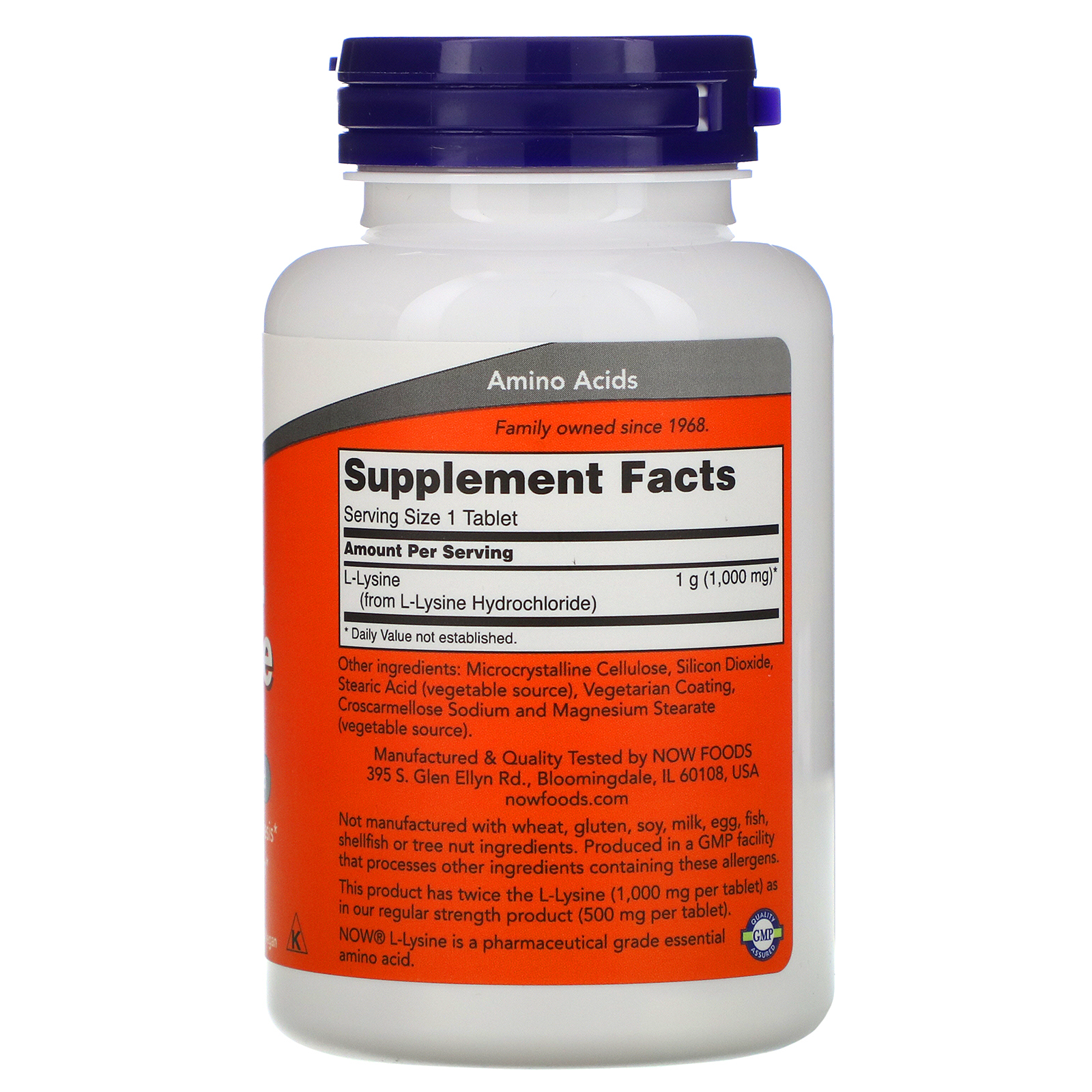 Now Foods, L-лизин, 1000 мг, 100 таблеток - iHerb