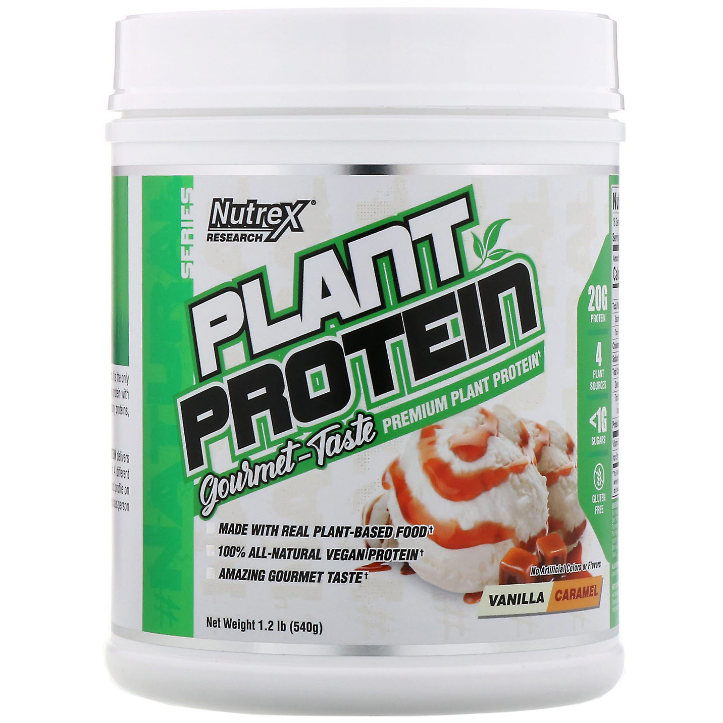 Nutrex Research, Серия Natural, растительный протеин, ваниль-карамель ...